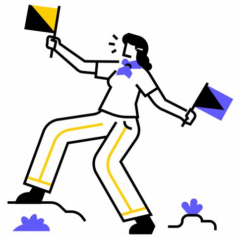 Gestures Woman Flags Flag Wave Waving Communication Illustration Download On Iconfinder