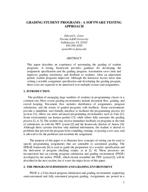Pdf Grading Student Programs A Software Testing Approach Edward L
