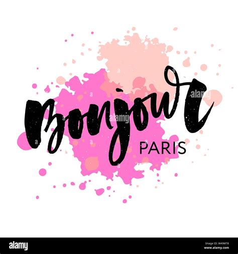 Vector Poster Calligraphy With Bonjour Translation Hello Phrase