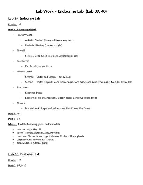 Endocrine Lab Lab 39 40 Lab Work Endocrine Lab Lab 39 40 Lab 39 Endocrine Lab Pre Lab 1