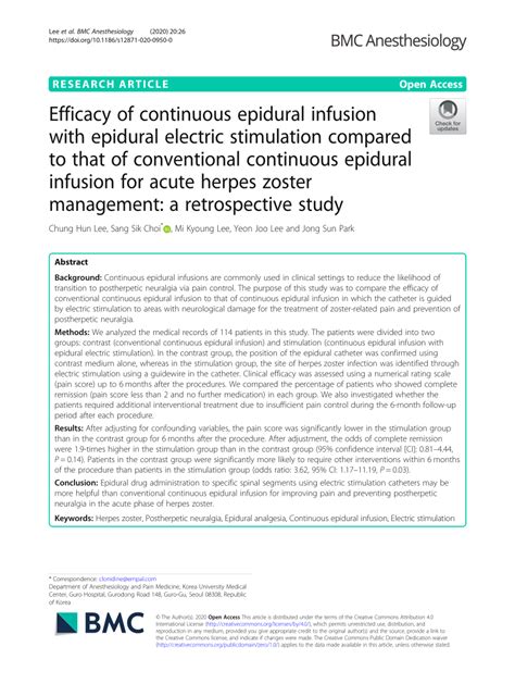 Pdf Efficacy Of Continuous Epidural Infusion With Epidural Electric