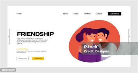방문 페이지 템플릿 웹 사이트 배너 광고 및 마케팅 자료 온라인 광고 비즈니스 프리젠 테이션 등에 대한 우정 개념 벡터 일러스트레이션 경영자에 대한 스톡 벡터 아트 및 기타