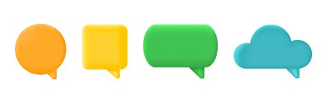 3d 음성 거품 세트 색상 텍스트 상자 소셜 미디어 채팅 모양 사각형 풍선 대화 상자 프레임입니다 메시지 태그입니다 말하기 아이콘입니다 클라우드 아이콘입니다 아주 잘
