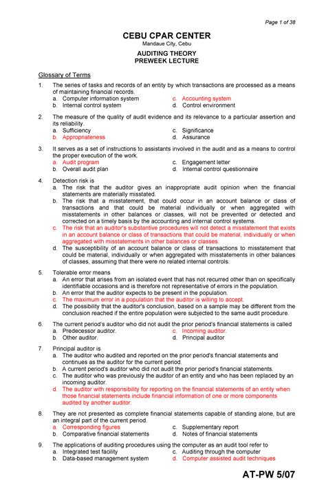 Auditing Theories Auditing Theory Studocu