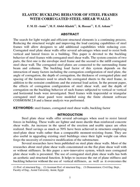 Elastic Buckling Behavior Of Steel Frame Download Free Pdf Buckling