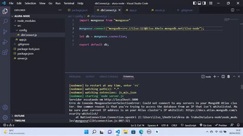 Erro conexão com o Mongo Node js API Rest com Express e MongoDB