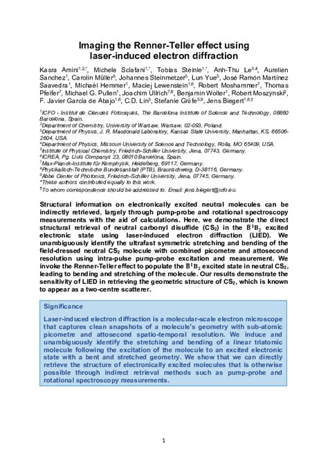 Pdf Imaging The Rennerteller Effect Using Laser Induced Electron Diffraction Jens Biegert