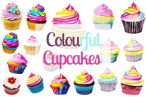 Colourful Cupcake Illustrations Graphic By Affluent Designs · Creative