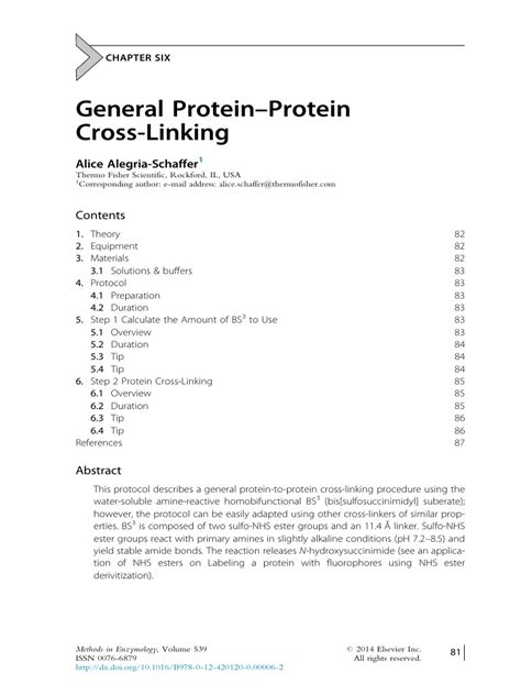 Chapter Six General Protein Protein Cross Linking Pdf Buffer