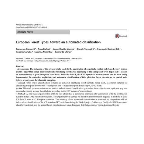 european forest types toward an automated classification geolab