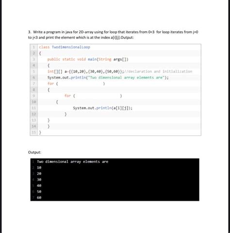 Solved 3 Write A Program In Java For 2d Array Using For