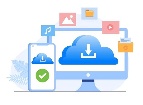 Premium Vector Cloud System File Download Database Protection Concept