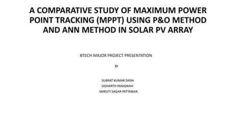 Solar Pv Model With Mppt P And O Method Ppt