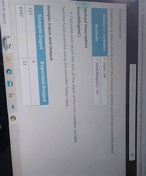 Problem Statement Implement A Class Calculator With The Instance Variable And Method Mentioned