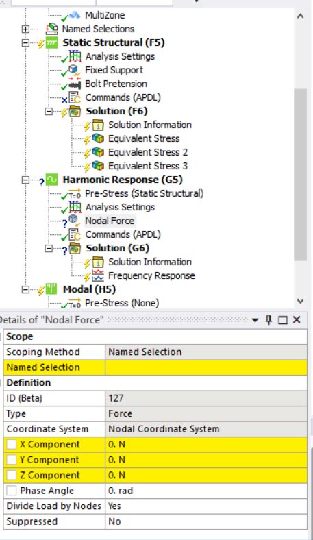 How To Define Force To A Surface In Pre Stress Harmonic Analysis