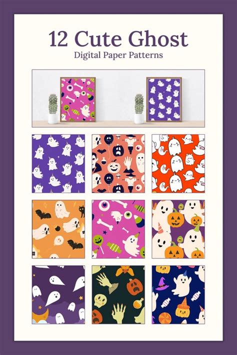 12 Cute Ghost Digital Paper Patterns Kdp Masterbundles