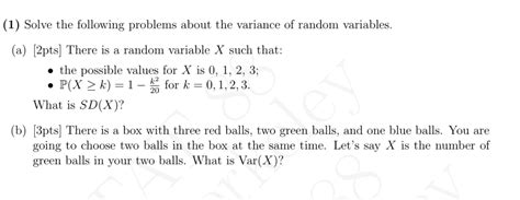Solved Solve The Following Problems About The Variance Chegg