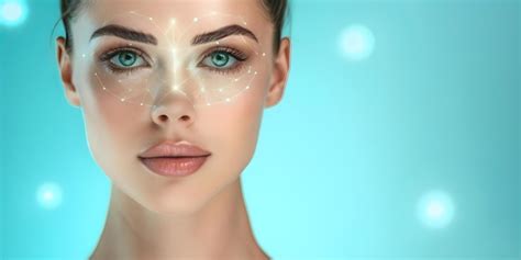 premium photo beautiful woman undergoing facial recognition scan
