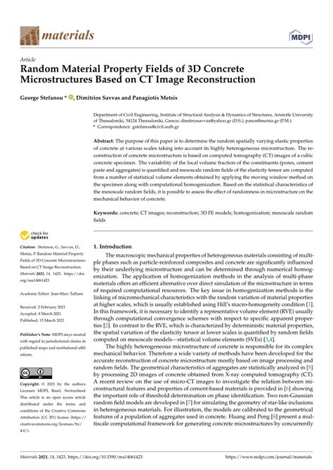 Pdf Random Material Property Fields Of 3d Concrete Microstructures