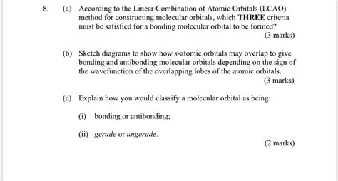 Solved According To The Linear Combination Of Atomic Orbitals Lcao Method For Constructing