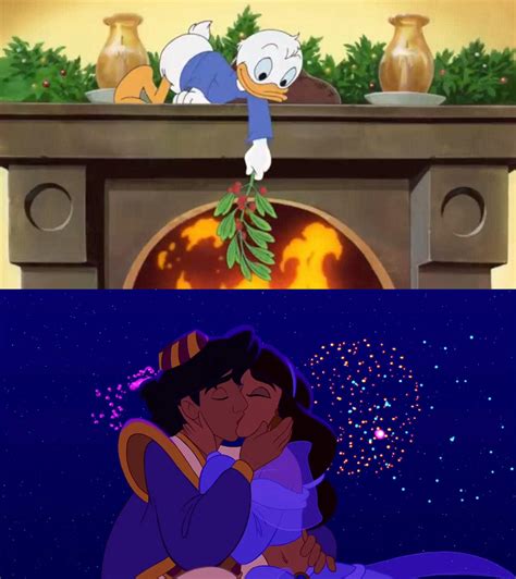 Aladdin And Jasmine Kiss Under Deweys Mistletoe By Maxgoudiss On