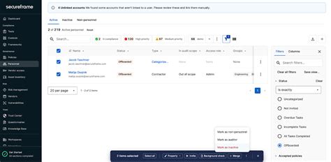Understanding Personnel Statuses Secureframe Help Center