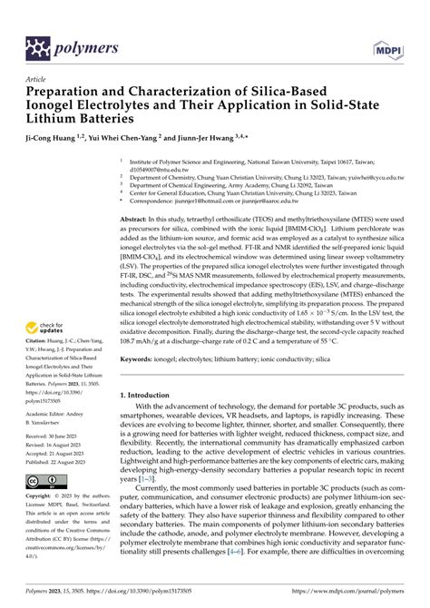 Pdf Preparation And Characterization Of Silica Based Ionogel Electrolytes And Their