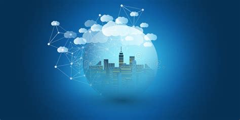 Dark Blue And White Smart City Cloud Computing Design Concept With