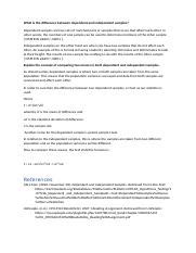What Is The Difference Between Dependent And Independent Samples Docx What Is The Difference