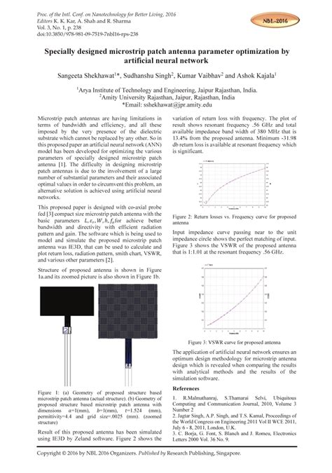 Pdf Specially Designed Microstrip Patch Antenna Parameter