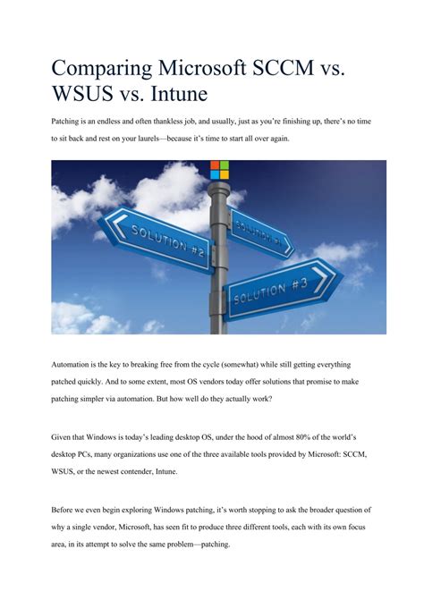 Comparing Microsoft Sccm Vs Wsus Vs Intune