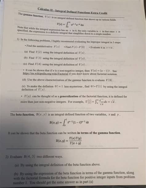 Solved Calculus Ii Integral Defined Functions Extra Credit
