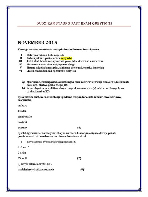 a level paper 2 shona past exam questions pdf