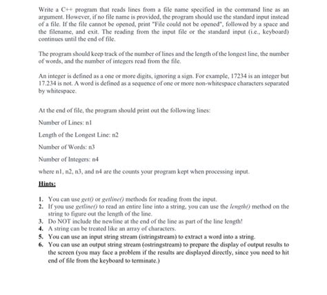 Solved Write A C Program That Reads Lines From A File Name