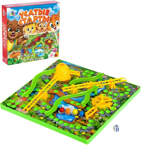 Настольная 3d игра ходилка Усатые старты детская бродилка с кубиком и фишками купить с