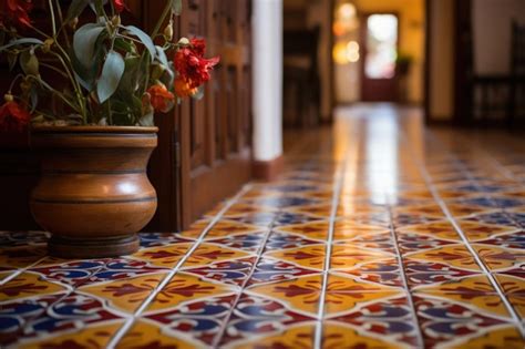 Premium Ai Image Colorful Patterned Tiles Tile Work Of A Classic Style Home Generative Ai