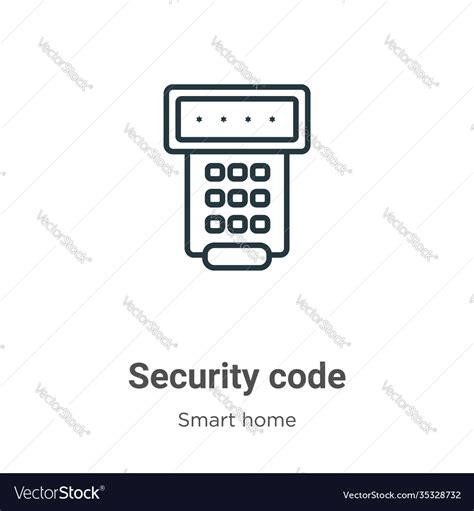 Security Code Outline Icon Thin Line Black Vector Image