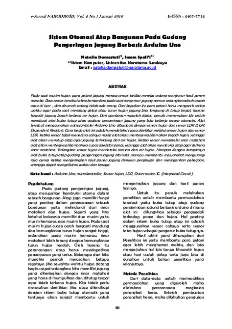 Pdf Sistem Otomasi Atap Bangunan Pada Gudang Pengeringan Jagung