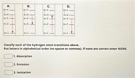 Solved Classify Each Of The Hydrogen Atom Transitions Above