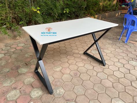 Bàn Chân Sắt 1m2x60 Chữ X Gỗ Mfc Trắng Mới 100 Nội Thất Sen