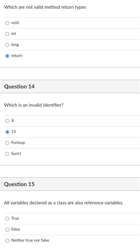 Solved Which Are Not Valid Method Return Types Void Int Long