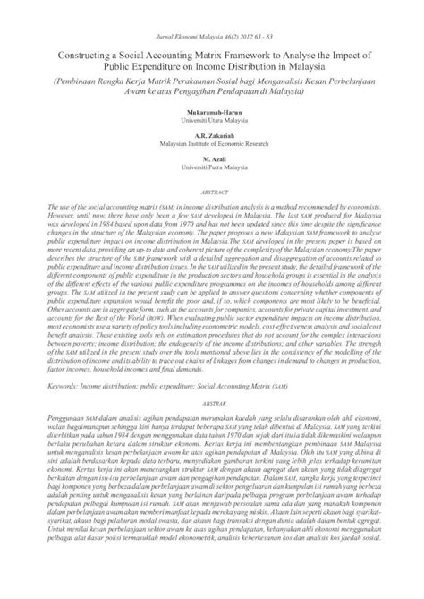 Pdf Constructing A Social Accounting Matrix Framework To · Diterbitkan Pada Tahun 1984