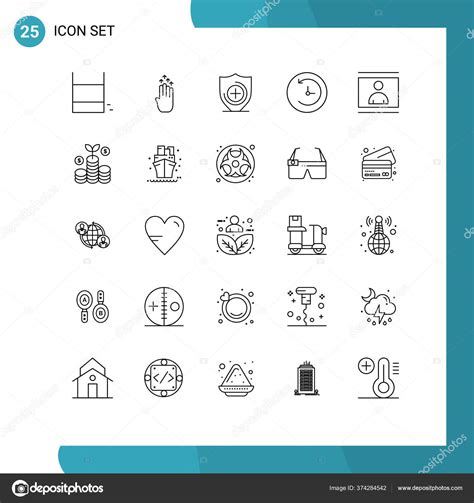 Mobile Interface Line Set Pictograms Person Human Time Machine Backup Stock Vector Image By