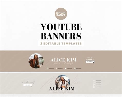 Youtube Banner Templates Canva Neutral Canva Template Aesthetic