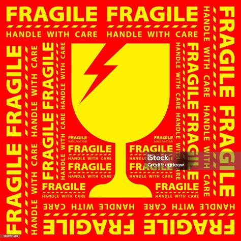 스티커 깨지기 쉬운 손잡이주의 빨간 깨지기 쉬운 경고 라벨 깨진 유리 기호와 사각형 깨지기 쉬운 라벨 교통에 대한 스톡 벡터