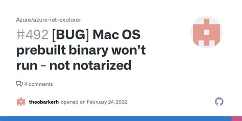 Bug Mac Os Prebuilt Binary Wont Run Not Notarized · Issue 492 · Azureazure Iot Explorer
