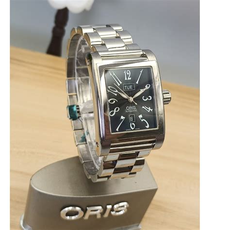 Oris Rectangular Automatic แสดงวันที่ สัปดาห์ เครื่องสวิส รับประกัน 1ปี Shopee Thailand