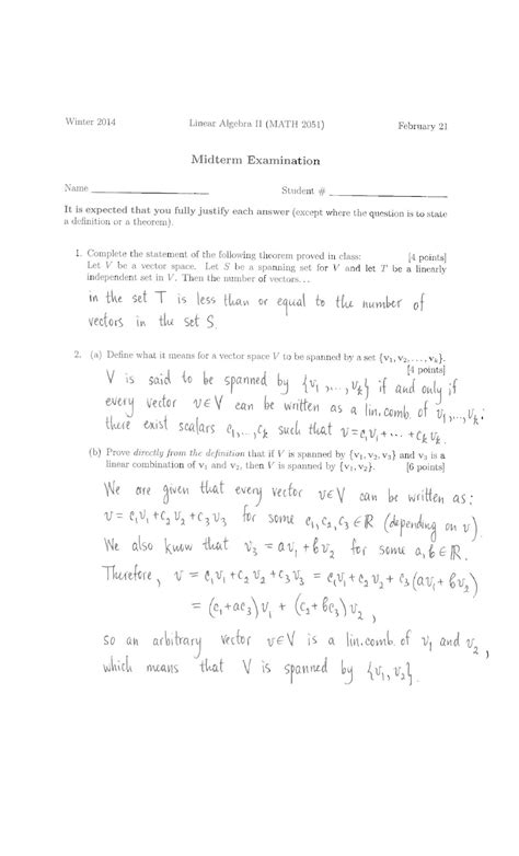 midterm 10 february answers winter 2014 linear algebra i] math 2051