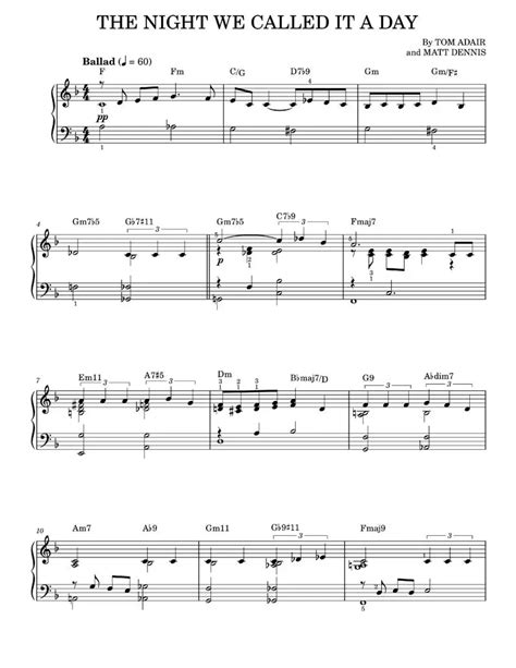 The Night We Called It A Day Jazz Version Arr Brent Edstrom