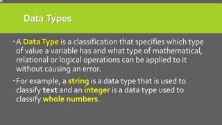 Data Types Variables And Constants In C Programming PPTX